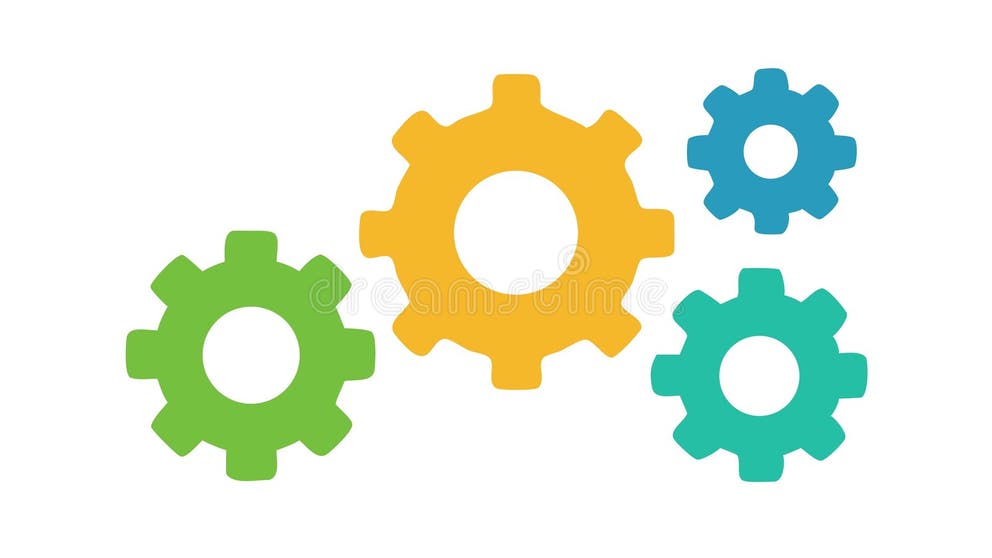 Three Interlocking Gears Icon, Settings and Process, Vector Design ...
