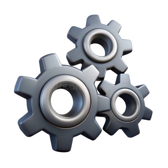 Three Interlocking Gears Isolated on White Background Stock Image ...