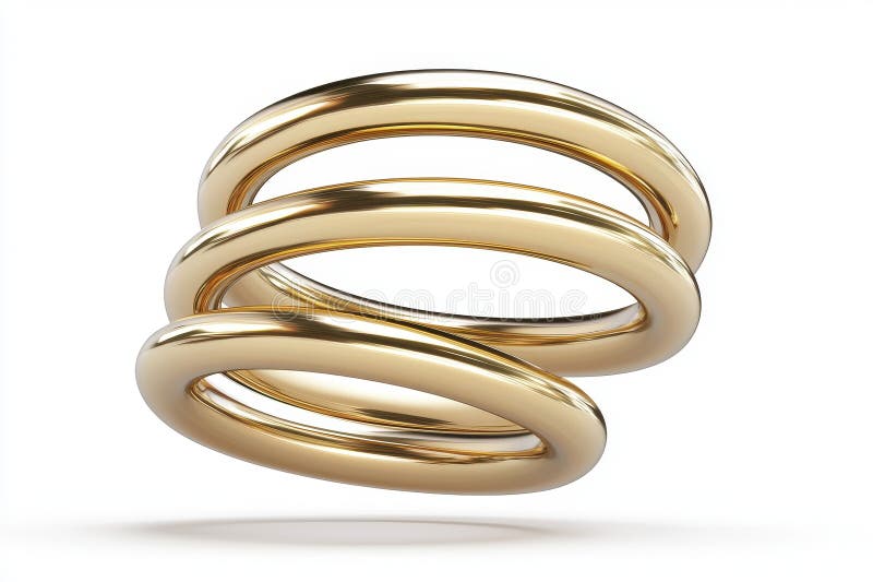 Three Interlocking Gold Rings on White Background Stock Illustration ...