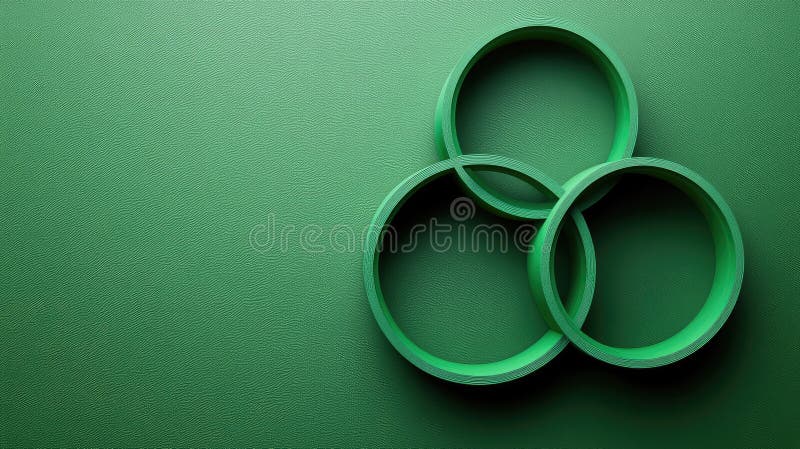 Three Interlocking Green Circles on Green Background Stock Image ...