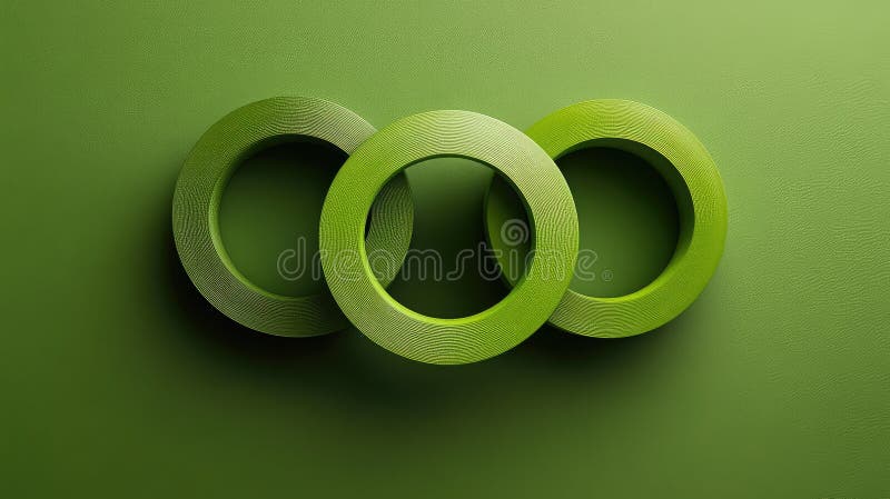 Three Interlocking Green Circles on Green Background Stock Photo ...