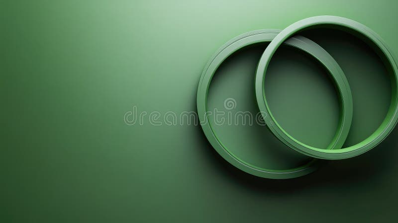 Three Interlocking Green Circles on Green Background Stock Illustration ...
