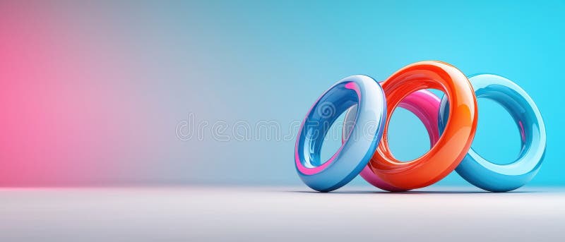 Three Interlocking Rings in Blue, Pink, and Orange, Set Against a ...