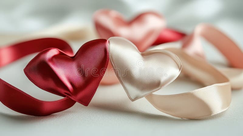 Three Intertwined Hearts Rest on a Pristine White Surface, Symbolizing ...