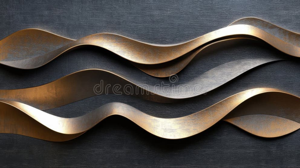 Three Intertwined Metallic Waves on a Dark Background Stock ...