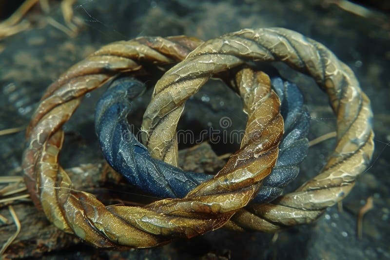 Three Rope Rings Resting on Top of a Rock. Generative AI Stock ...
