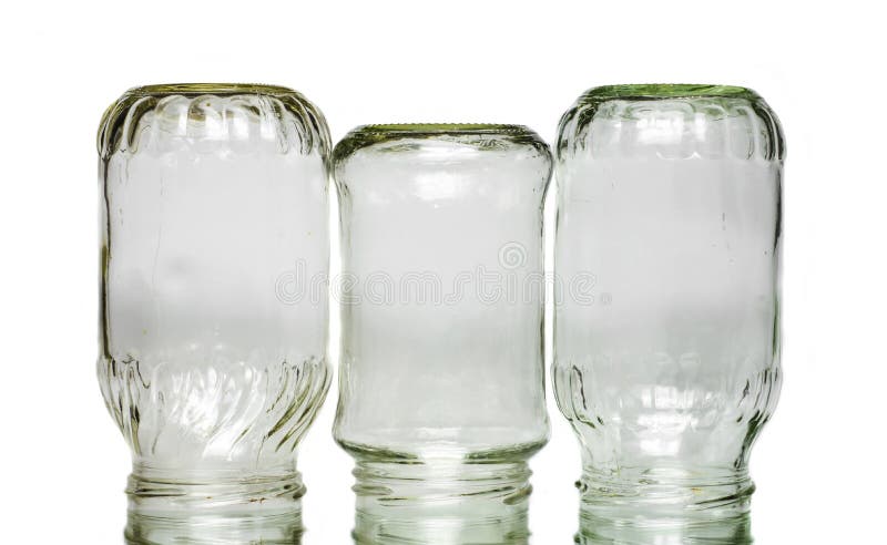 Three Inverted Jars on White Stock Photo - Image of reflection ...