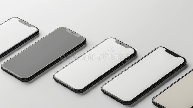 Three iPhones side by side stock illustration. Illustration of ...