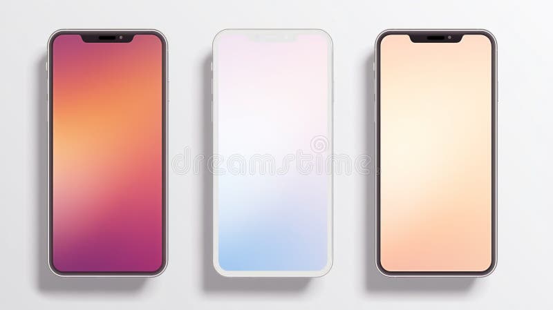 Three Iphones on White Surface, Modern Communication Devices in Close ...