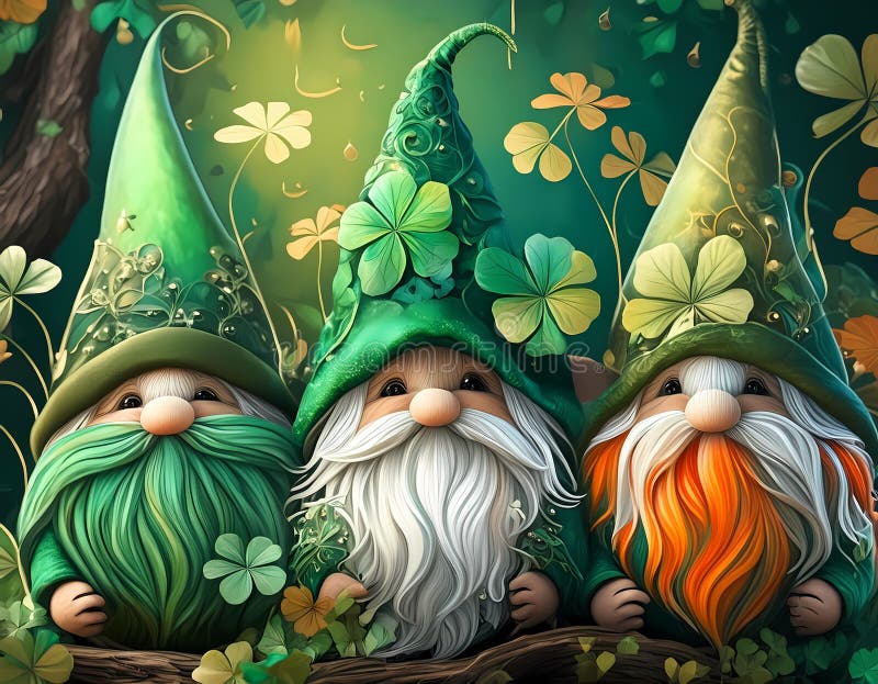 Three irish gnomes stock photo. Image of decoration - 339761714