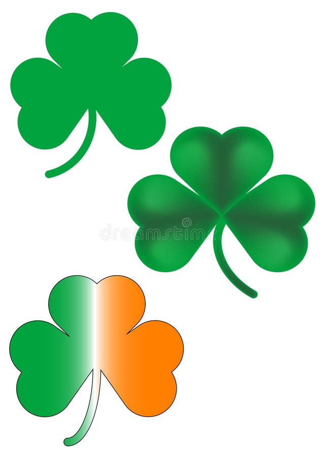 Three Irish Shamrocks stock illustration. Illustration of white - 305303