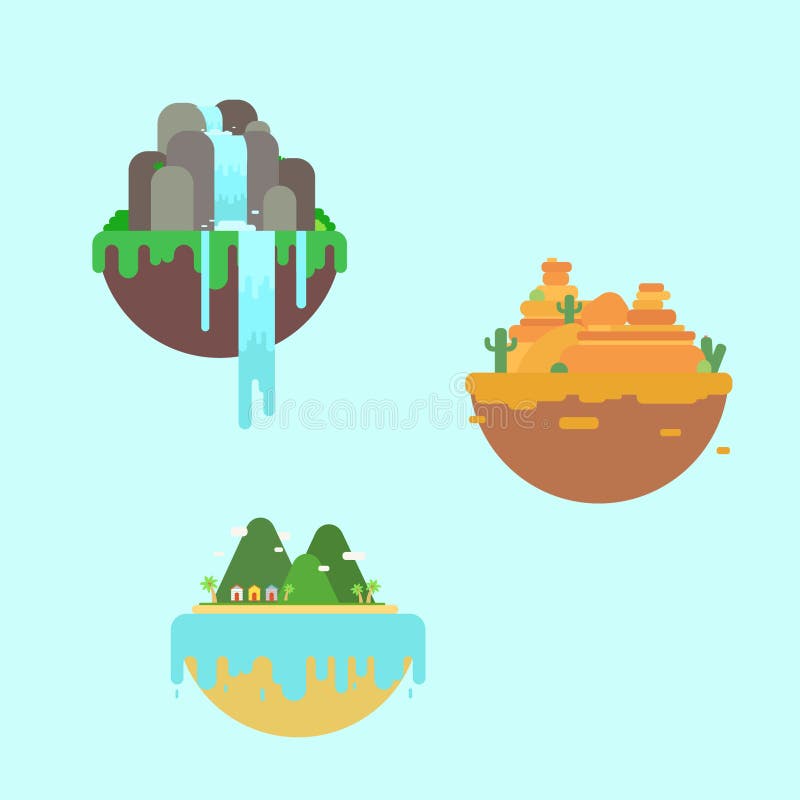 Three Floating Vector Islands Stock Illustration - Illustration of ...