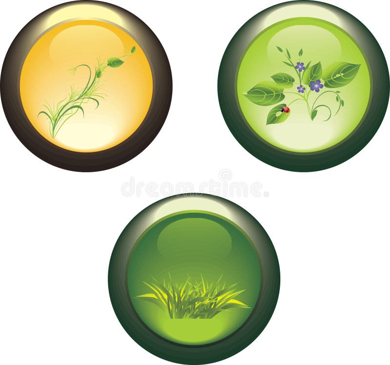 Three Isolated Buttons with Spring Compositions Stock Vector ...