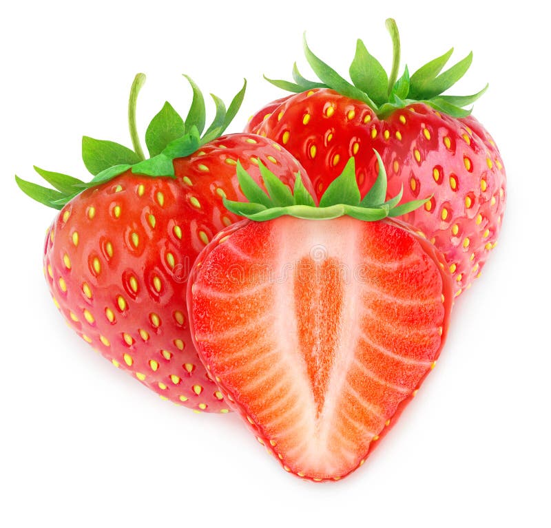 Three Isolated Strawberries Stock Photo - Image of bunch, white: 67388974