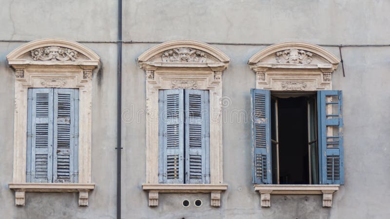 Three Italian Style Windows Stock Image - Image of city, contemporary ...