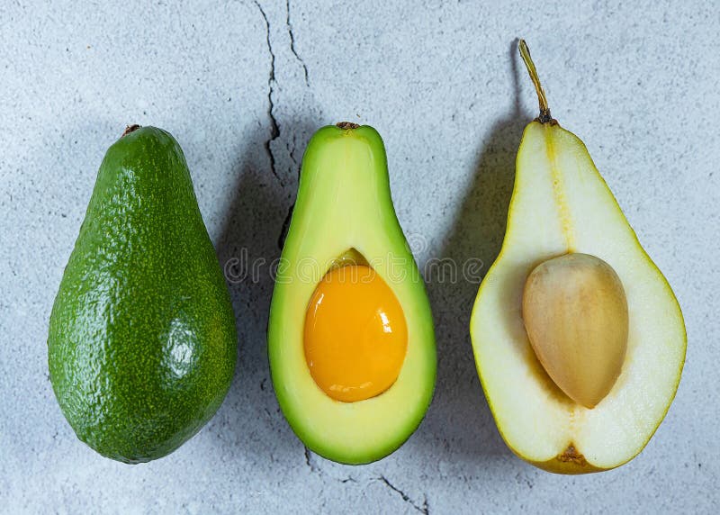 Avocado with Egg Yolk instead of Pit and Pear with Avocado Pit Art ...