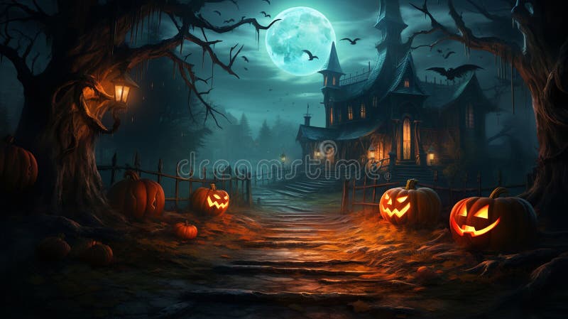 Three Jack O Lanterns Glowing in the Dark Stock Illustration ...