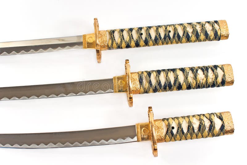 Three Japanese Samurai Katana Swords Stock Photo - Image of steel ...