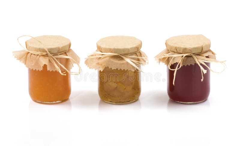 Three jars of jam stock photo. Image of dessert, orange - 18591570