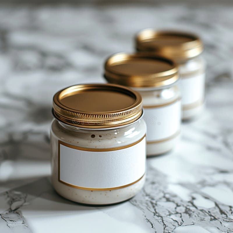 Three Jars with Labels stock illustration. Illustration of golden ...