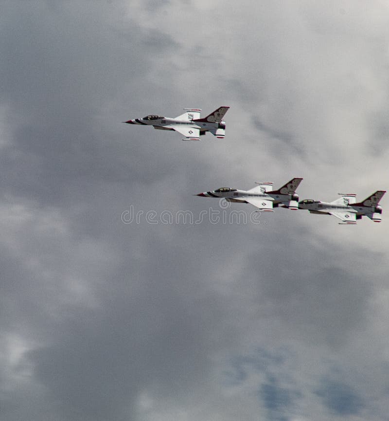 Three Jets Cross Each Other in the Blue Sky Under the Moon. Stock Photo ...