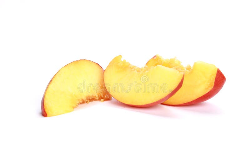 Three Juicy Peach Slices Isolated on a White Background Stock Image ...