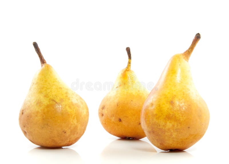 Three juicy yellow pears stock image. Image of vitamins - 12733325