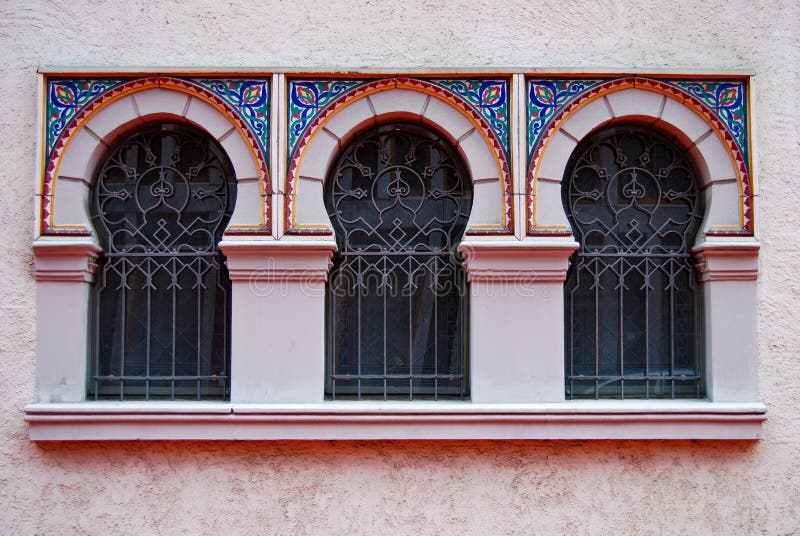 Keyhole Windows with Tile Work Stock Photo - Image of frame ...