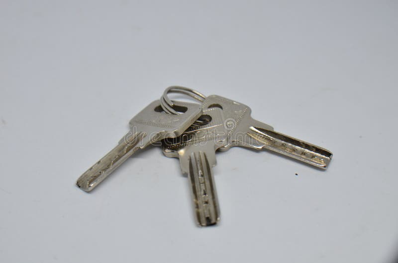 Three Keys with a Ring in Isolated White Background Stock Image - Image ...