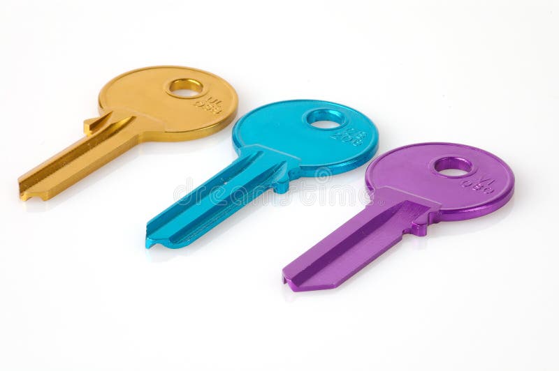 Three Keys In A White Background Photo Picture. Image: 82992500