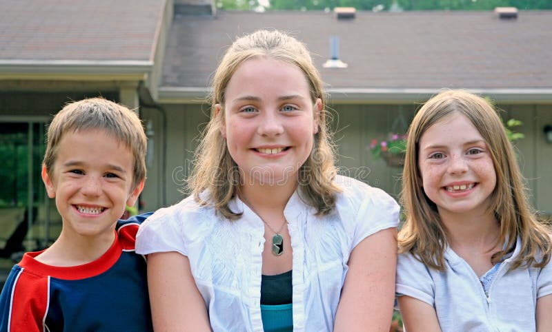 Three Kids stock photo. Image of kids, child, group, female - 3407912