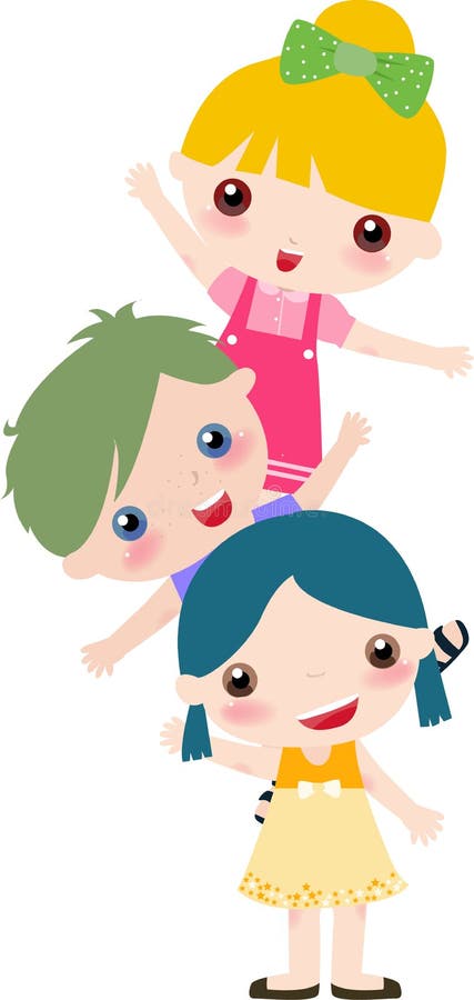 Three kids stock vector. Illustration of white, noisy - 9259759