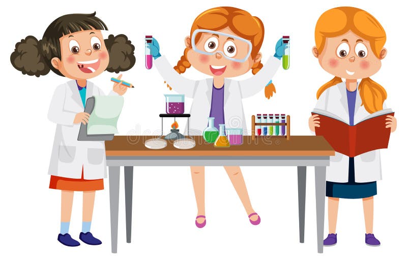 Three Kids Doing Science Experiment Stock Vector - Illustration of ...