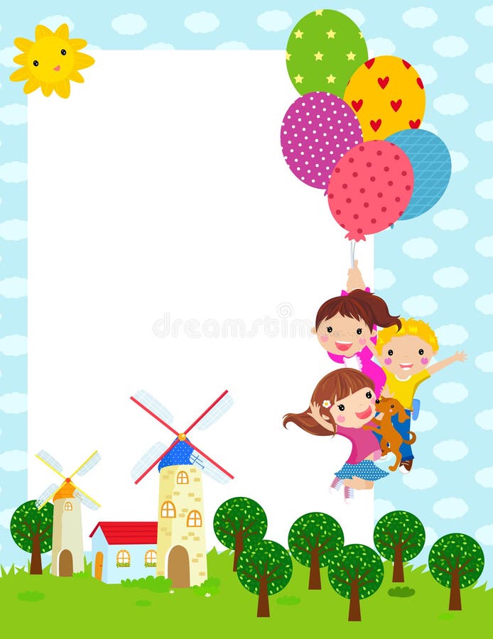 Group of Children and Frame Stock Vector - Illustration of kids ...
