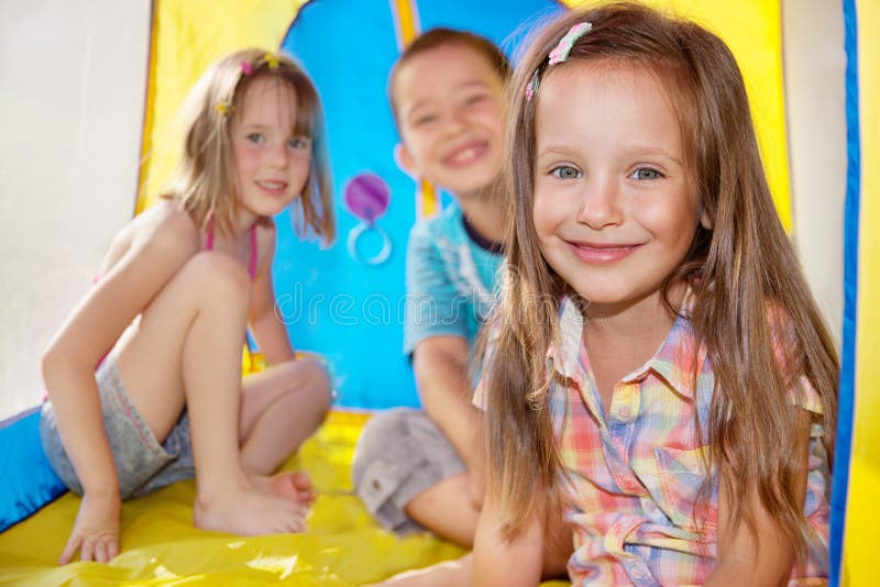 Three kids at the beach stock photo. Image of beach, happy - 21191612