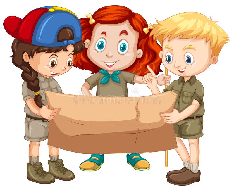 Cartoon Kids in Explorer Outfit. Stock Vector - Illustration of ...