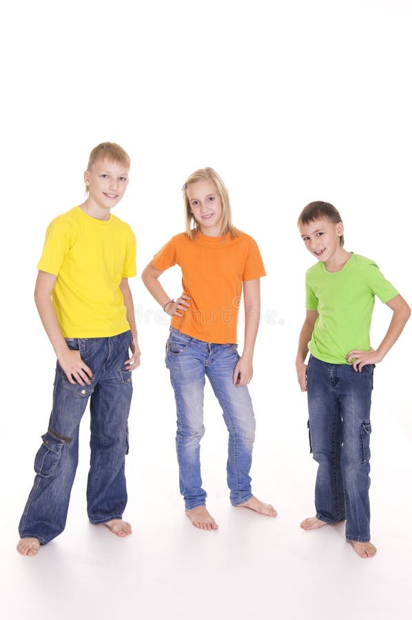 Three kids posing stock image. Image of attractive, model - 22294263