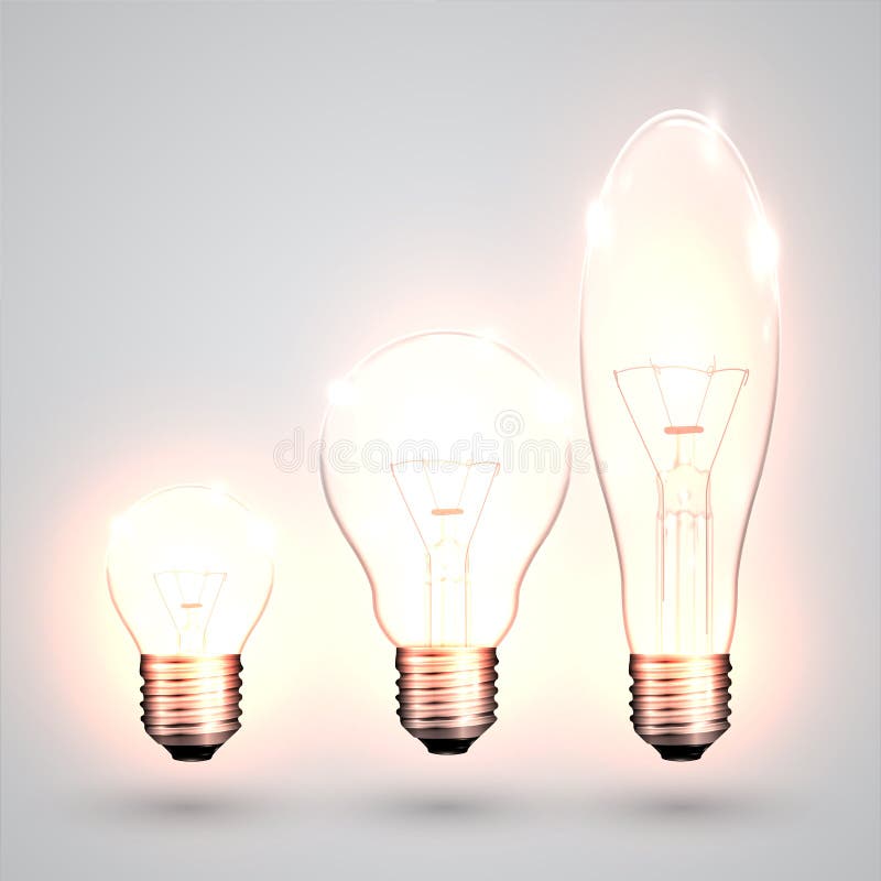 Three Kinds of Light Bulb, Vector Stock Vector - Illustration of ...