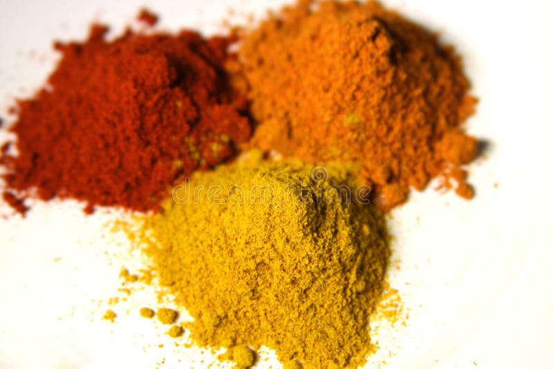 Three Kinds of Spice Powders Stock Image - Image of tasty, chili: 405117