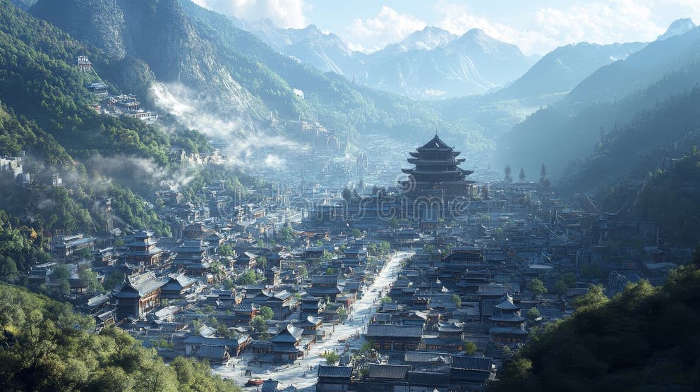 Three Kingdoms, Ancient Chinese Cities, a City Set on a Mountainside ...