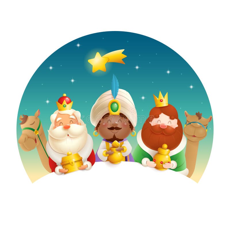 We Three Kings Celebrate Epiphany - Cute Illustration Isolated Stock ...