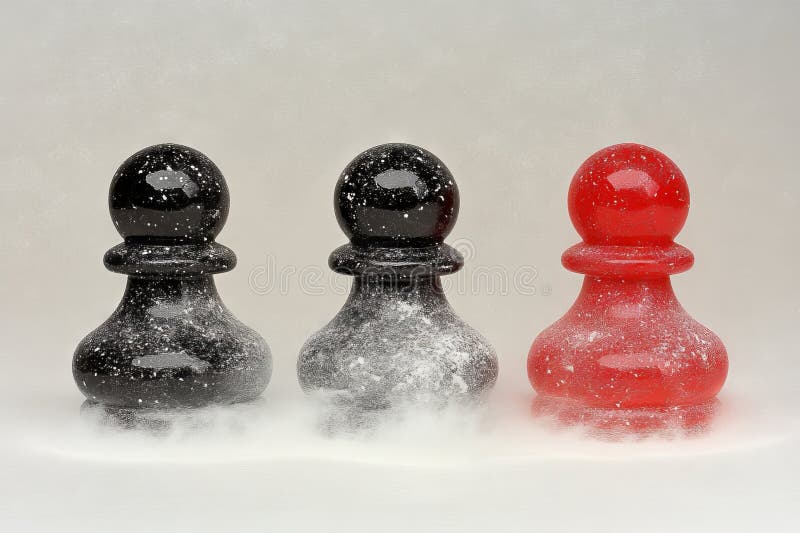 Three Kings from a Chess Set, One of Which is Engulfed in Flames, are ...