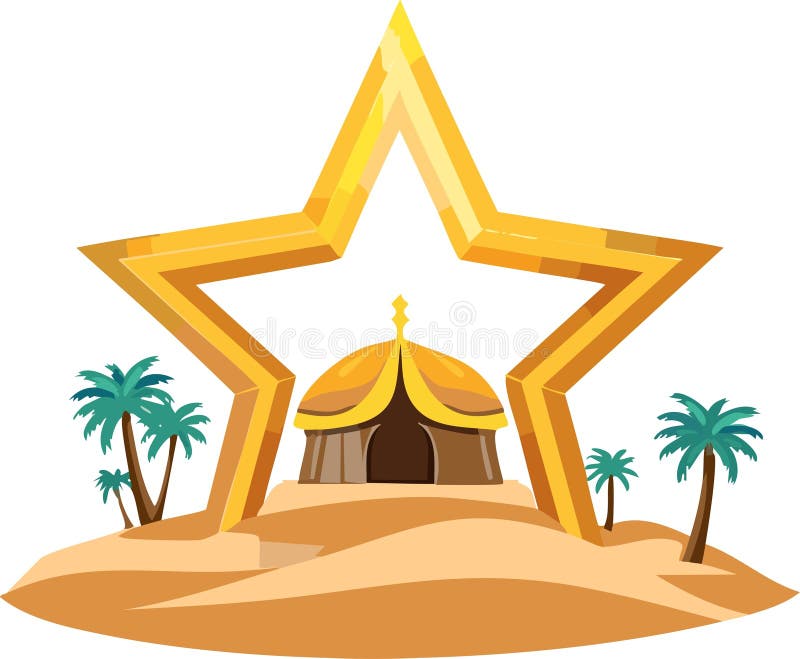 Desert Star of Bethlehem Nativity Scene Concept Stock Illustration ...