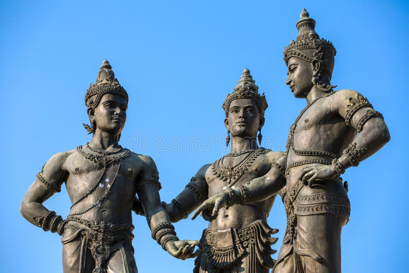 The Three Kings Monument in Chiang Mai Stock Image - Image of chiang ...