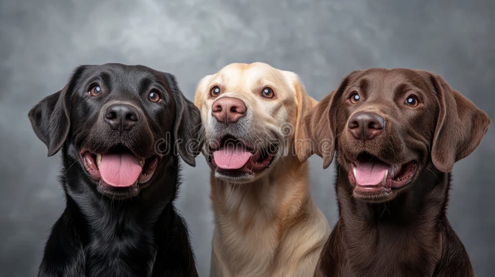 Three Labradors Posing Together Stock Illustration - Illustration of ...