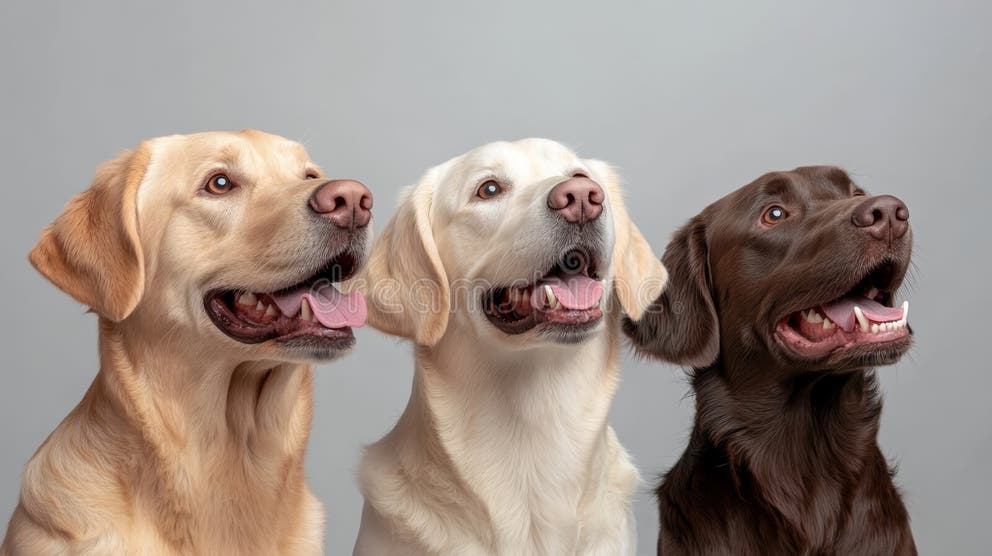 Three Labradors Side by Side Stock Illustration - Illustration of ...