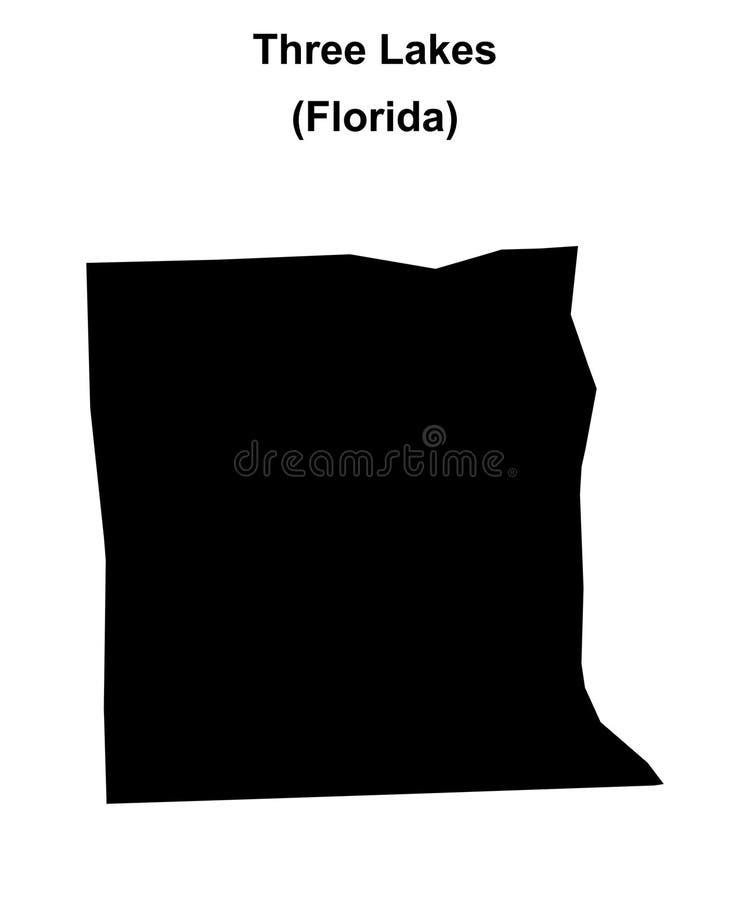 Three Lakes outline map stock vector. Illustration of contour - 357257537