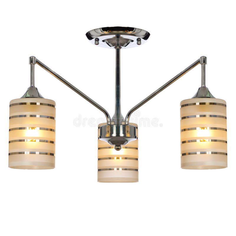 Three-lamp Ceiling Chandelier Stock Image - Image of ceiling ...