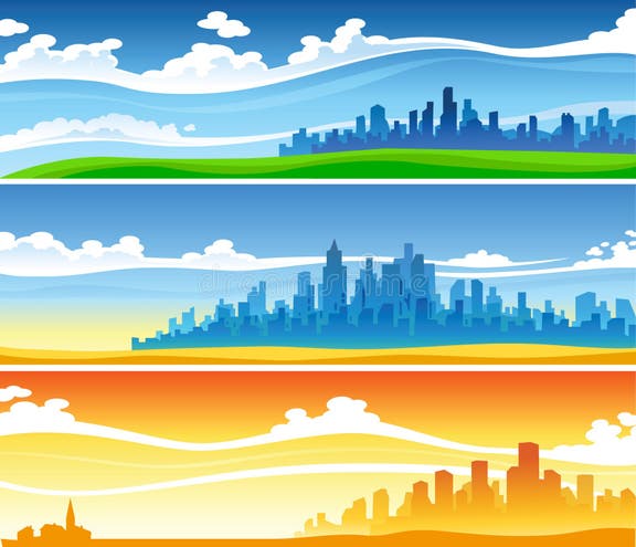 Three Landscapes Set stock vector. Illustration of sunlight - 7748275