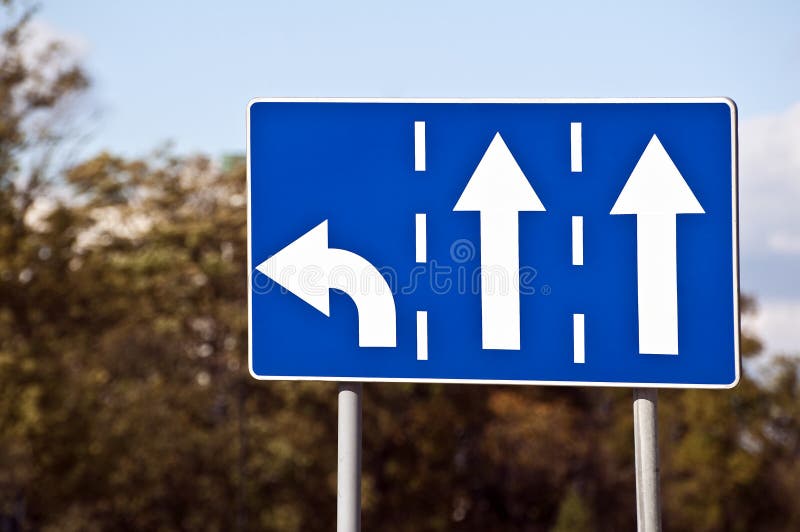 Three-lane traffic sign. stock image. Image of street - 17818693